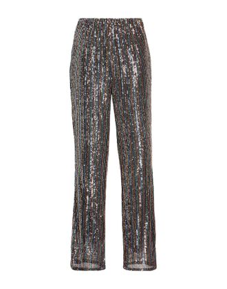 8 by YOOX STRIPED SEQUINS STRAIGHT LEG PANTS