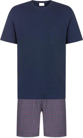 Mey Mey Herren Pyjama blau Jersey-Baumwolle gemustert
