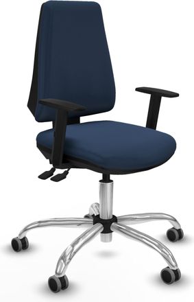 Piqueras y Crespo Elche B&uuml;rostuhl, blau, mit 1D-Armlehnen, ausgestattet mit Asincro und Schneideschaum, Rollen 65 mm, Parkett, Marineblau