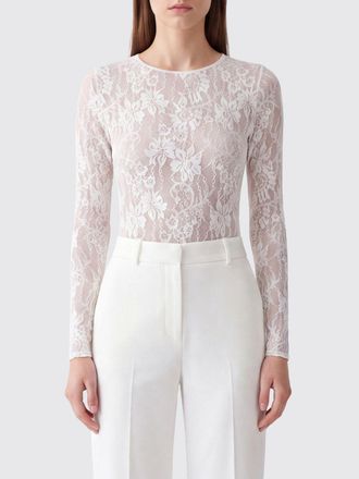 Zimmermann Top slim en dentelle &agrave; manches longues et col rond