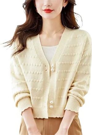 Generic Cardigan de printemps pour femme - &Eacute;l&eacute;gant - Manches longues - Tendance - D&eacute;contract&eacute; - En tricot, ecru, Taille XL