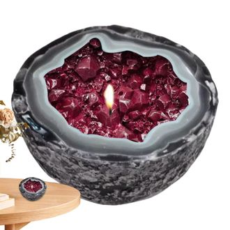 Generico Tischkerzen - Kerzenschale 12 x 12 x 6 cm mit Kristallen im Inneren, Schreibtisch f&uuml;r Heimdekoration | Entspannung Entspannung Yoga Meditation Geschen