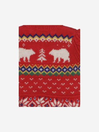 Polo Ralph Lauren Girls Fair Isle Cardigan Red Cotton Sweater