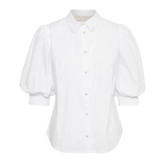 Karen by Simonsen Wei&szlig;e Bluse mit Puff&auml;rmeln - - Blouses & Shirts - Damen - Wei&szlig; - 2XS