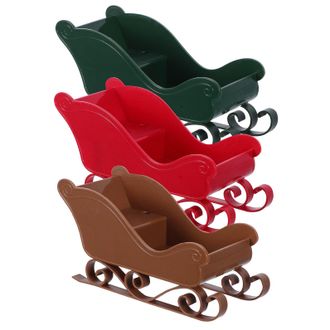 Cabilock 3 Stück Weihnachtsschlitten Deko Miniatur Schlitten Rot grün braun Festliche Tischdekoration für Weihnachten Weihnachtsdorf und Kaminregal