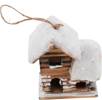 Garneck LED beleuchtete Mini-Holzhaus Figurine rustikales Winterdorf mit warmem Licht schneebedecktes Winter-Mitteldekor für Tisch Regal und Weihnachtsbaum re