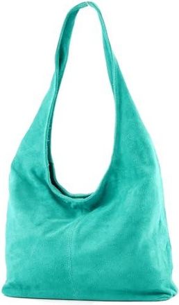 modamoda.de T150 Sac à bandoulière pour femme en daim fait main en Italie Taille L, Turquoise 2021, L