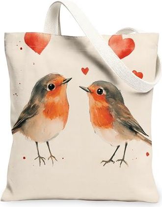 Generic Sac fourre-tout en toile pour le shopping 33 x 38 cm, sac &agrave; bandouli&egrave;re r&eacute;utilisable pour la Saint-Valentin, peinture en forme de coeur, d&eacute;coration ca