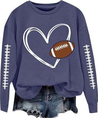 Generic Hauts dhiver pour femmes - Sweat &agrave; imprim&eacute; graphique britannique - Haut surdimensionn&eacute; &agrave; col rond - Manches longues - Automne - Hiver - D&eacute;contract&eacute; - 