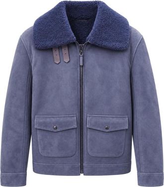 Dolce & Gabbana Homme, Vestes, Bleu, Taille: XL Veste en daim et peau de mouton