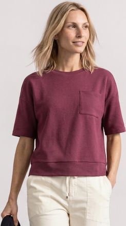 Street One T-Shirt STREET ONE, Damen, Gr. 34, lila (schwarz clouded blush), Web, 60% Baumwolle, 40% Polyester, unifarben, regular fit normal, Rundhals, abgestepp