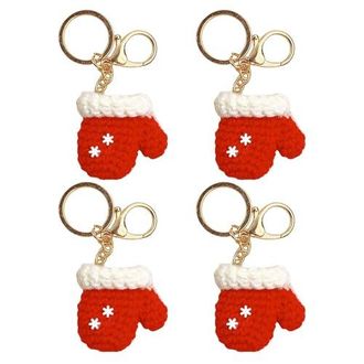 Generic Porte-cl&eacute;s de No&euml;l au crochet, porte-cl&eacute;s en tricot de No&euml;l, porte-cl&eacute;s de No&euml;l en crochet tricot &agrave; la main, pendentifs de sac en laine P&egrave;re No&euml;l d&eacute;co