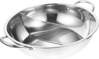 BESPORTBLE Edelstahltopf 304 Mit Trennwand Doppelter Hot Pot Kocher F&uuml;r Induktionsherd Gasherde 28cm K&uuml;chenaccessoire