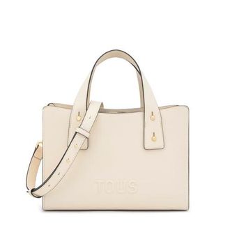 Tous Sac fourre-tout, couleur beige, avec poign&eacute;e r&eacute;glable et amovible, fermeture &agrave; glissi&egrave;re, logo grav&eacute;
