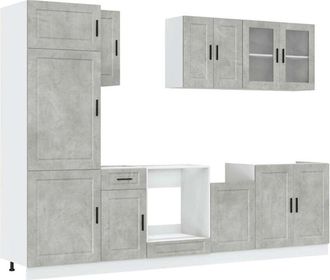 vidaXL Vidaxl - 8-tlg. K&uuml;chenschrank-Set Kalmar Betongrau Holzwerkstoff