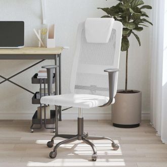vidaXL B&uuml;rostuhl H&ouml;henverstellbar Wei&szlig; Netzstoff und Kunstleder vidaXL