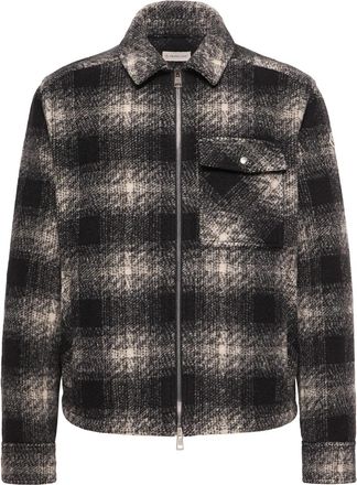 Moncler Moncler Chemise Zipp&eacute;e En Jersey &Agrave; Carreaux, Homme, Noir, Taille: 3xl