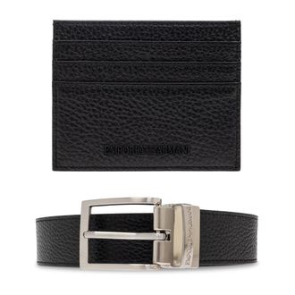 Emporio Armani Geschenkset: Kartenhalter und G&uuml;rtel - - Accessories - Herren - Schwarzk - ONE SIZE