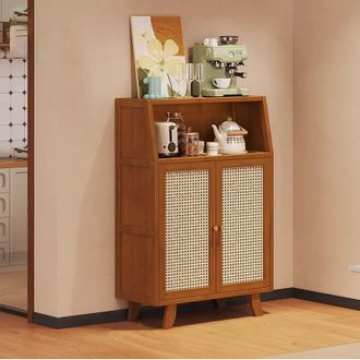 Generic Sideboard-Schrank Mit Stauraum, Bauernhaus-Kaffeebar, KüChenschrank Mit Metallgriff for Esszimmer, Wohnzimmer