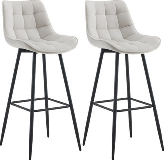 Clp 2er Set Barhocker Dartford I Gepolsterter Barstuhl I Metall-Gestell, Farbe:grau, Material:Samt
