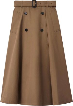 Burberry Femme, Jupes, Brun, Taille: 38 FR Double-Breasted Belted Midi Skirt