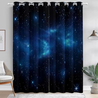Generic 100% Verdunkelungsvorh&auml;nge - Blaue Galaxie Thermovorhang Vorhang Vertr&auml;umt Blickdicht mit &ouml;sen Wohnzimmer Vorh&auml;nge, H215 x B110 cm (2er Pack) Kinderzi