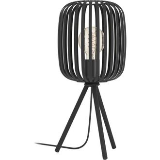 Eglo Tischlampe Romazzina, Stativ Nachttischlampe, Dreibein Tischleuchte aus Metall in Schwarz, Deko Schlafzimmer, Wohnzimmer Tisch Lampe mit E27 Fassung