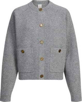 Toteme Cardigan court en cachemire et laine m&eacute;lang&eacute;es