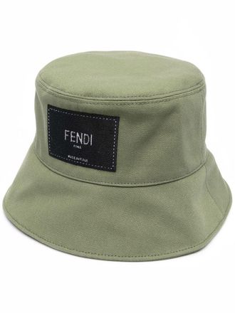 Fendi Fischerhut mit Logo-Patch - Gr&uuml;n