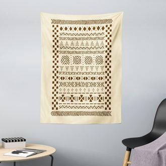 Abakuhaus Braun und Beige Wandteppich, traditionelle Afrika aus Weiches Mikrofaser Stoff Waschbar ohne Verblassen Digitaldruck, 110 x 150 cm,Braun und Beige