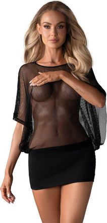 Obsessive Minikleid Mini Netz-Kleid mit String - schwarz (2-tlg) transparent