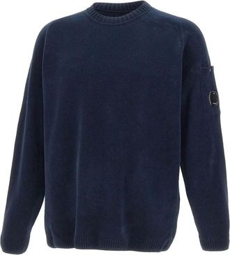 C.P. Company C.p. Company, Homme, Pulls, Bleu, Taille: XL Cotton Chenille Crewneck Lens Jumper