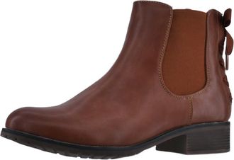 Elara Damen Stiefeletten Chelsea Boots mit Schleife Chunkyrayan F916 Camel-39