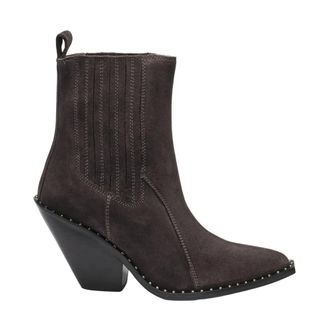 Fab By Fabienne Chapot Schwarze Croco-Stiefeletten mit goldenen Nieten - - Shoes - Damen - Grau - 41 EU
