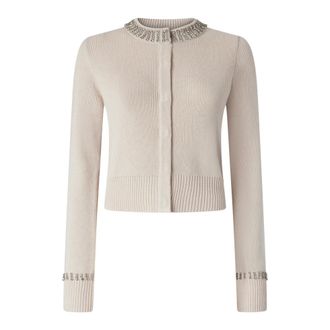 Pinko Pinko, Femme, Pulls, Beige, Taille: 38 FR Cardigan &agrave; Manches Longues et Col Rond