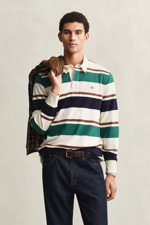 GANT Herren Gestreifter Heavy Rugger (XXXL) CREAM