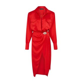 DAVID KOMA David Koma - Robe Chemise Midi - Femme - Robes - Rouge - Taille: 38 FR