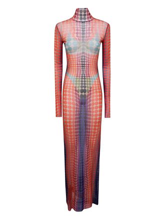 Jean Paul Gaultier turtleneck polka-dot maxi dress - Orange