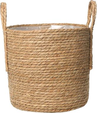 Angoily Seegras Pflanzen Korb Rattan Blumentopf Stroh Hand Gewebt Blume Töpfe Abdeckung Natürliche Blume Topf Abdeckung Container Hause Dekoration (16CM)