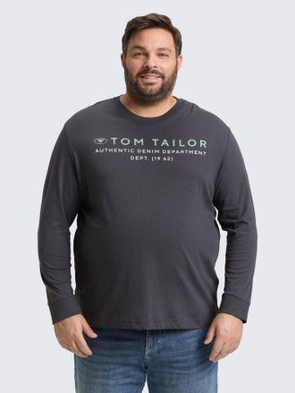 Tom Tailor Langarmshirt T-Shirt Plus Size - Langarmshirt mit Logo-Print