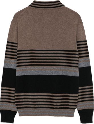 Paul Smith Horizontal Striped Knit Polo - Brown