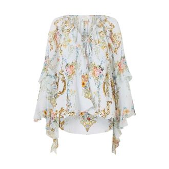 Camilla Blouse &agrave; lacets col en V avec volants cascade - Seville Sweetheart - Femme - Blouses et Chemises - Multicolore - Taille: 38 FR