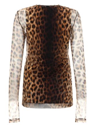 Sportmax Tulle-Paneled Animal Print Blouse - Multicolor