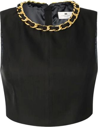 Elisabetta Franchi Femme, Tops, Noir, Taille: 40 FR Top avec Cha&icirc;ne de Bijoux