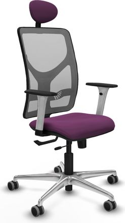 Piqueras y Crespo Violetter Schreibtischstuhl mit wei&szlig;en und schwarzen Armlehnen, h&ouml;henverstellbarer Lendenwirbelst&uuml;tze und festem Kopfteil, ausgestattet mit Syncro/Tra