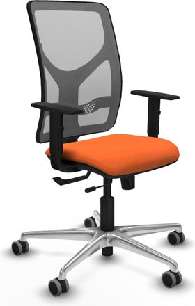 Piqueras y Crespo B&uuml;rostuhl mit 1D-Armlehnen, ausgestattet mit Syncro/Traslack und Schneideschaum, 65 mm Rollen, Parkett, Grau/Orange