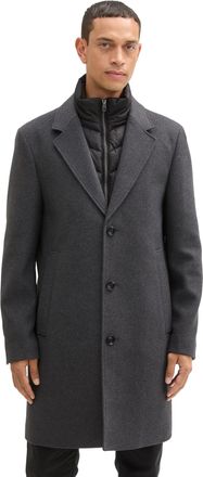 Tom Tailor Herren 2-in-1 Wollmantel mit Abnehmbarer Innenjacke, 30504 - Dark Anthra Wool Structure, M