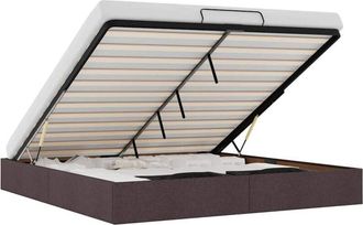vidaXL VidaXL Cadre de lit ottoman sans matelas marron fonc&eacute; 200x200 cm tissu
