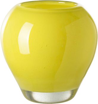 Fink gelbe Glasvase 14x14 cm kleine Kugel-Blumenvase aus Glas