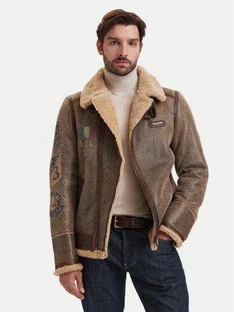 Aeronautica Aeronautica Militare Lederjacke 262PN0166U100876 Braun Regular Fit